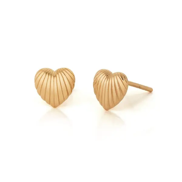 NELLOU JEWELLERY Heart Beam Stud Earrings - Gold
