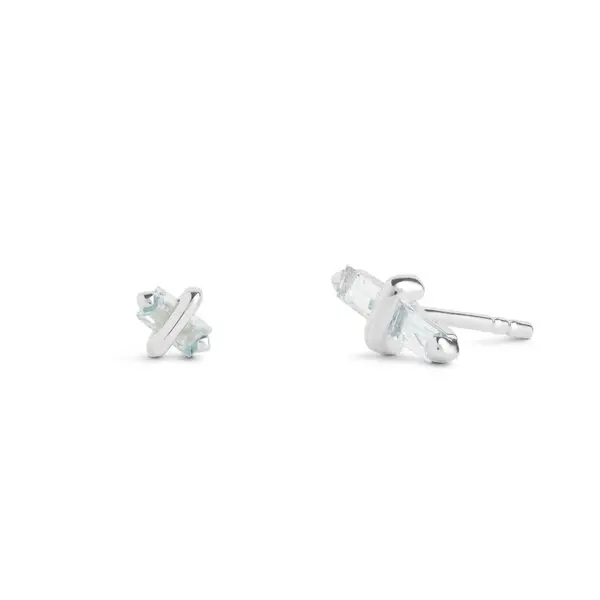 KASUN LONDON Candy Kiss Aquamarine Silver Stud Earrings - Blue/silver