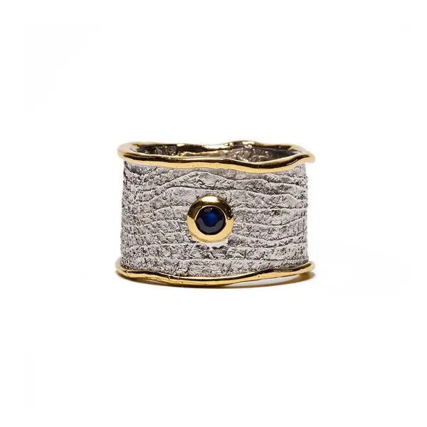 GERMAN KABIRSKI Silver Ring With Sapphire - Blue/silver