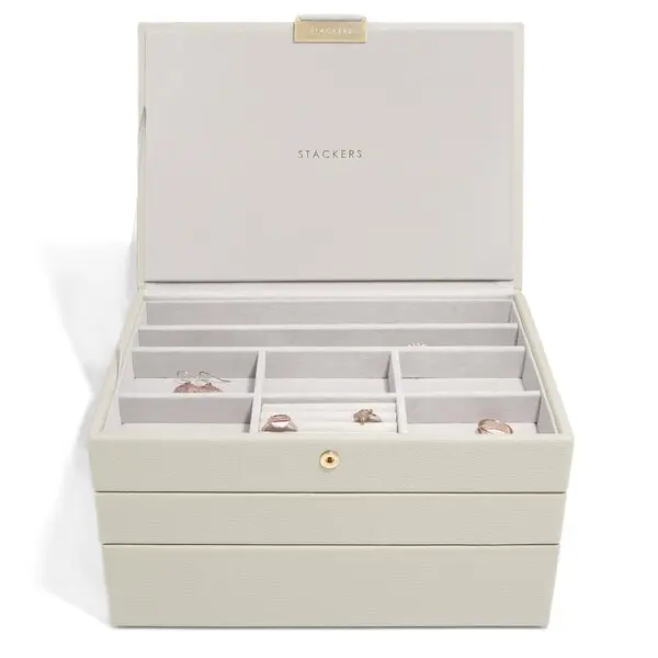 STACKERS Classic Oatmeal Jewelry Box Set Of Three - Black