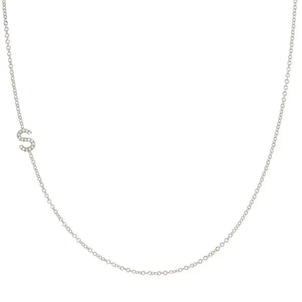 Maya Brenner Designs 14k Gold Asymmetrical Pavé Letter Necklace - White