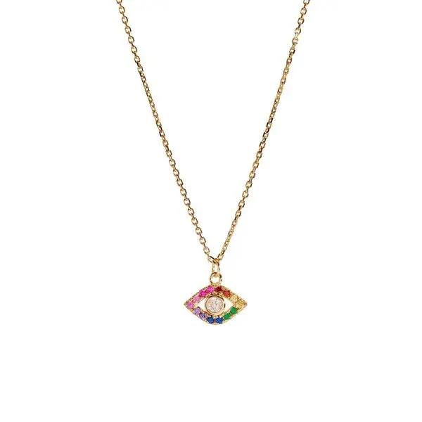 ONEWILDONE Wildest Dreams Evil Eye Necklace - Gray/yellow