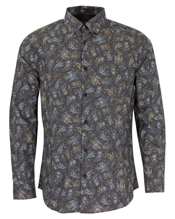 LORDS OF HARLECH Morris Madrid Paisley Shirt Smoke - Grey