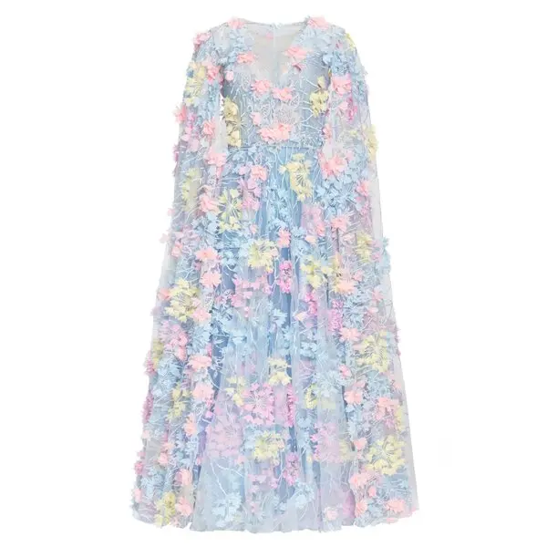 MATSOUR'I Dress Hortensia With Detachable Sleeves - Blue