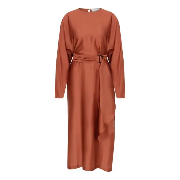 NAZLI CEREN Etienne Belted Satin Dress