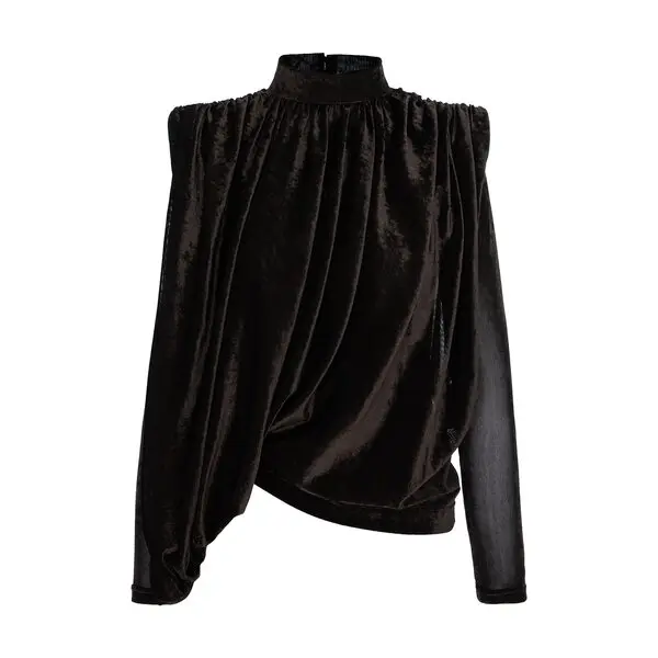SILVIA SERBAN Two-in-one Draped Velvet Blouse