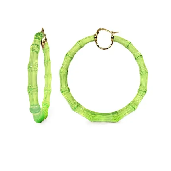 GOLD & HONEY Bamboo Hoop Earrings - Green/gold