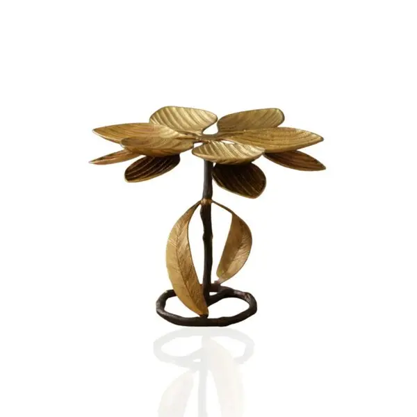 MARLETH Black / Gold Handcrafted Gold Brass Lotus Blossom Candle Holder - Black/gold