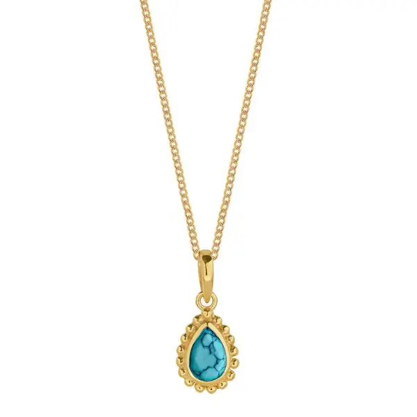 CHARLOTTE'S WEB JEWELLERY Gold Plated Turquoise Pendant Necklace - Gold/blue