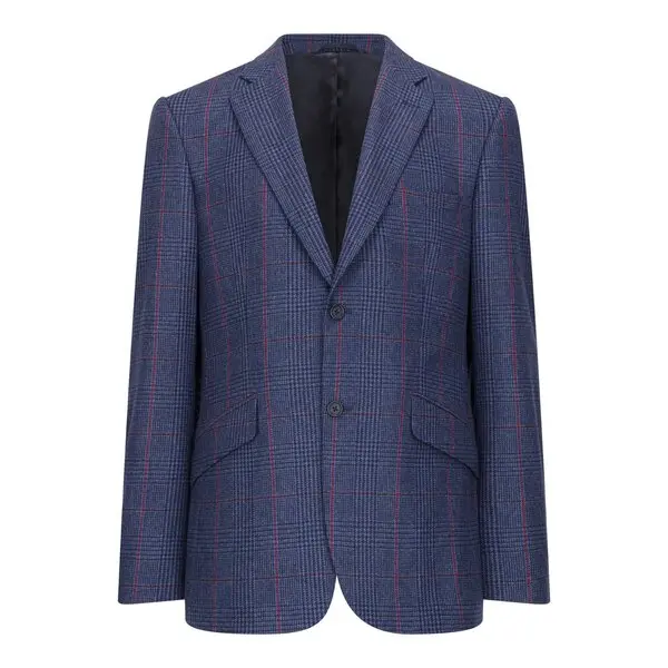 TRIONA Prince Of Wales Oisin Slim Tweed Jacket - Blue