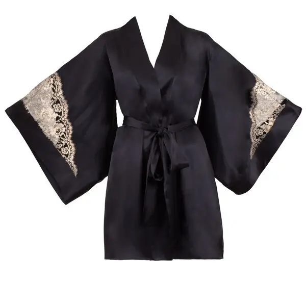 EMMA HARRIS Cleo Silk & Lace Kimono - Yellow