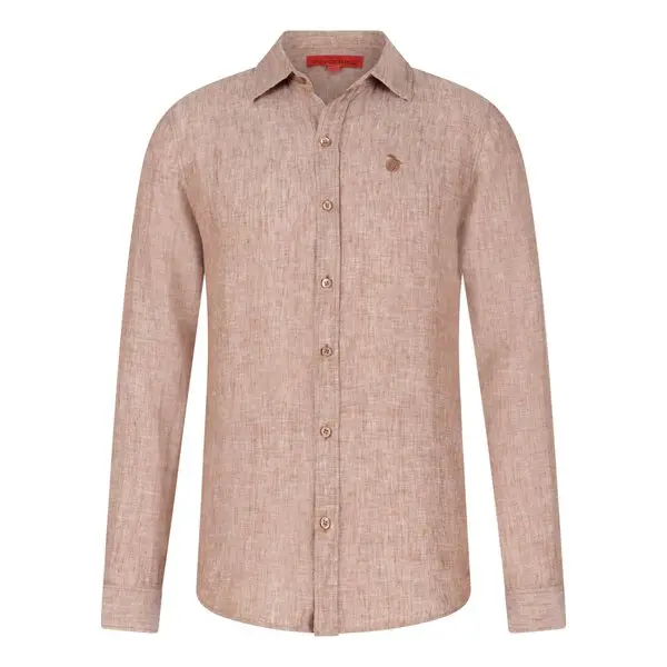 MAISON TANGERINE Neutrals Beach Melange Linen Shirt For