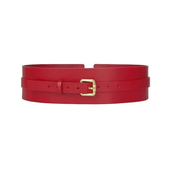 HAUTE CUIR Athea Wide Leather Belt - Red