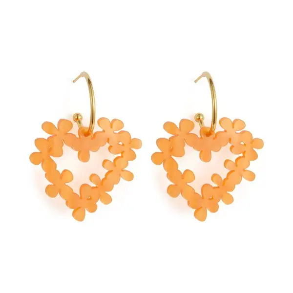 TOOLALLY Mini Hearts In Flowers Vermeil Earrings - Orange/gold