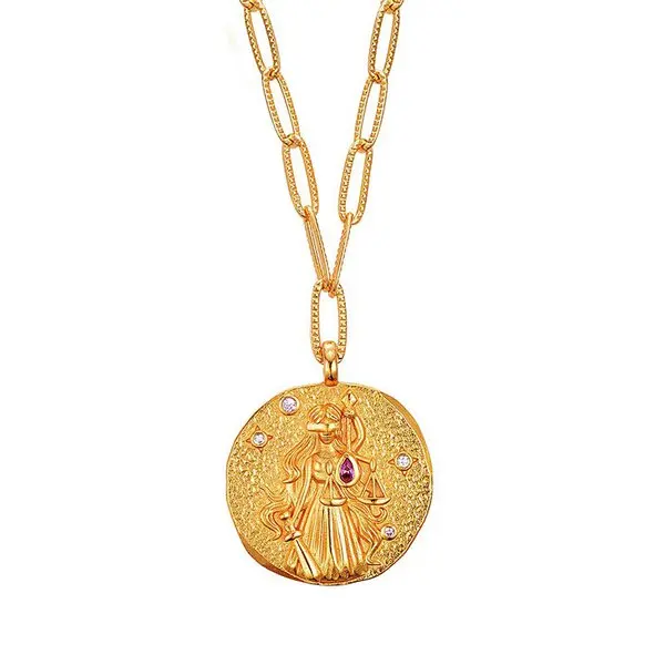 AUROZIA Constellations Libra Double-sided Coin Necklace - Gold