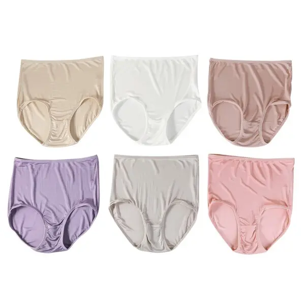 SOFT STROKES SILK Set Of Six Knitted Silk High Rise French Cut Pantie Shimmer Collection - Purple