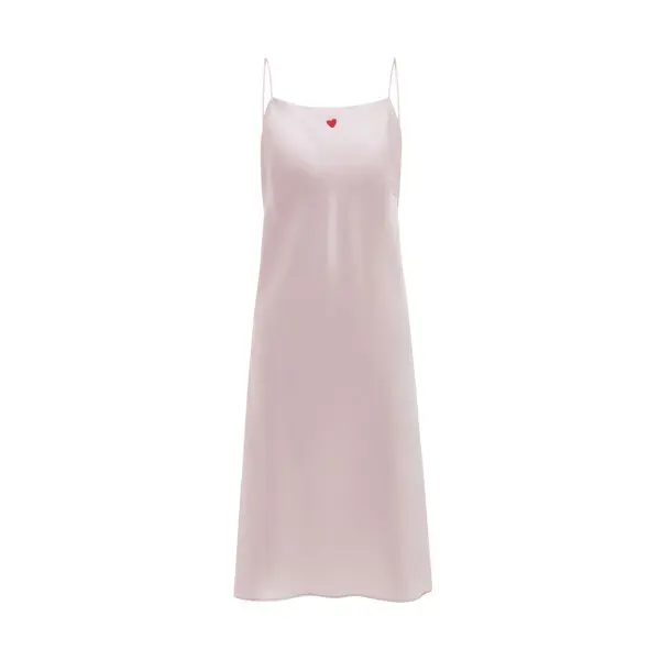 Not Just Pajama Little Heart Silk Slip Dress - Pink
