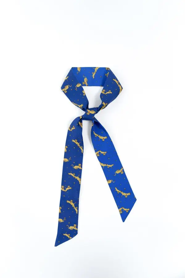 LOST PATTERN Journey" Silk Twilly Scarf Shantall Lacayo - Blue