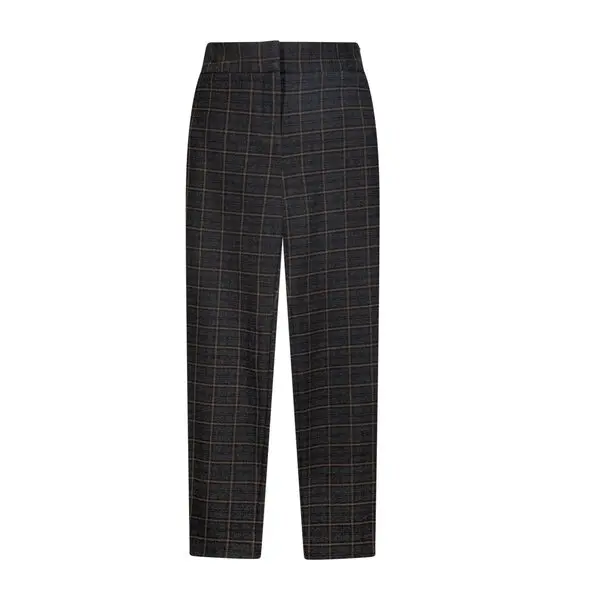 MADISON / SAVILE Stretch Tailored Ankle Pant In Tan Plaid
