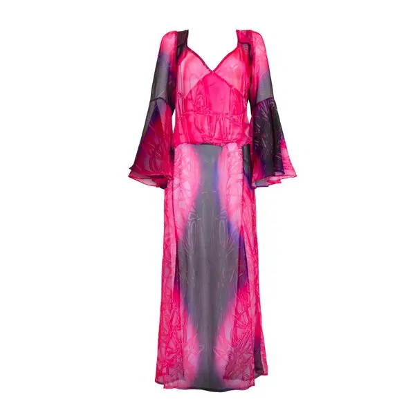 PALOMA LIRA Cherry Crystal Chiffon Maxi Dress - Red/black