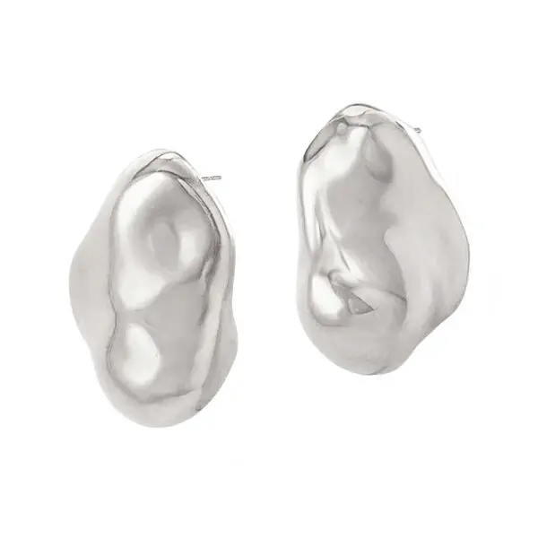 BIKO Molten Stud Earrings - Silver