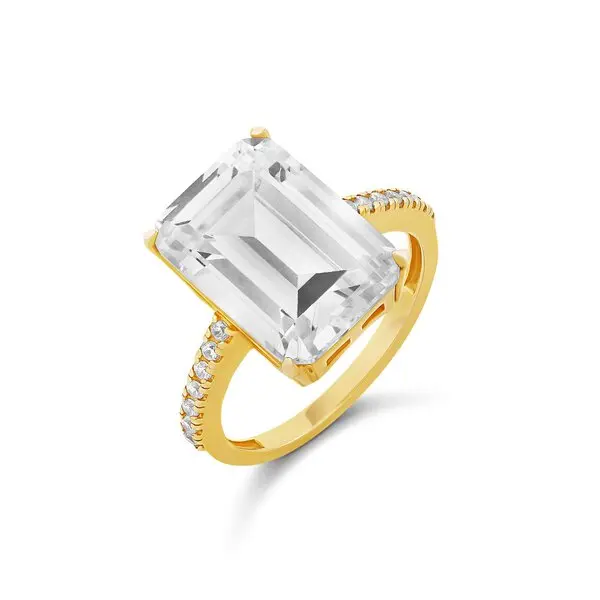 SHYMI Emerald Cut Cocktail Ring - Gold