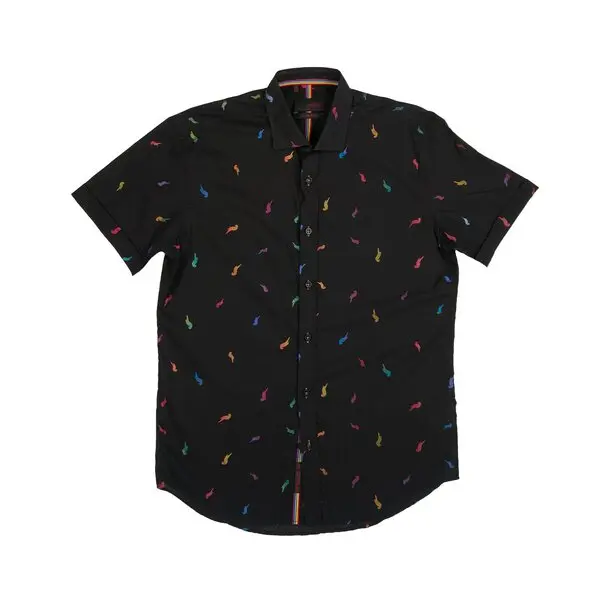 EIGHT X Parrot Punch Foil Short Sleeve Shirt - Black