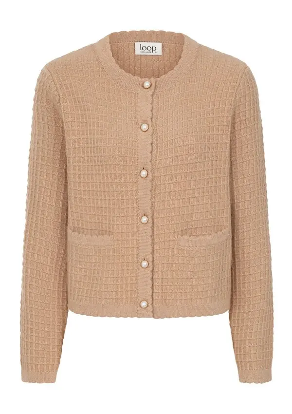 LOOP CASHMERE Crew Neck Cashmere Cardigan - Gold