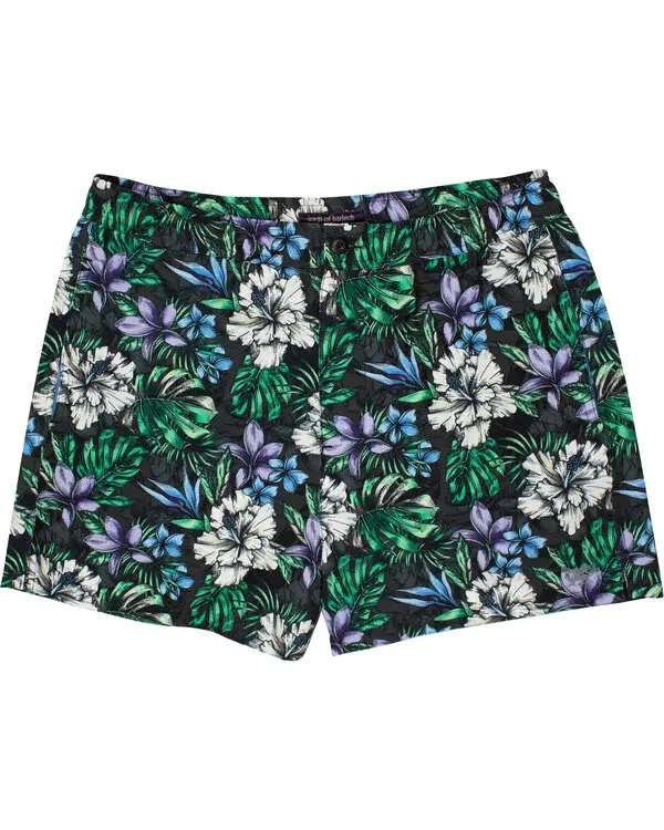 LORDS OF HARLECH Floral Print Swim Short - Black/white