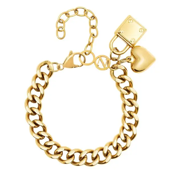 NIALAYA JEWELRY Cuban Charm Bracelet - Gold