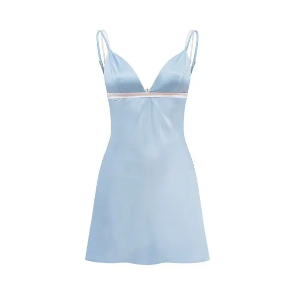 EKCENTRIK Microsatin Slip Dress - Blue/white
