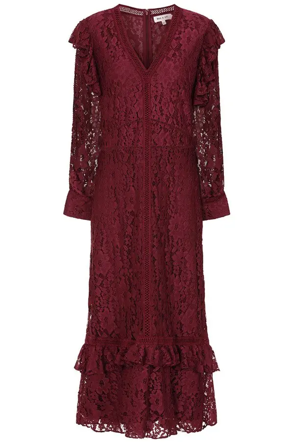 FROCK AND FRILL Moira Lace Midaxi Dress - Red