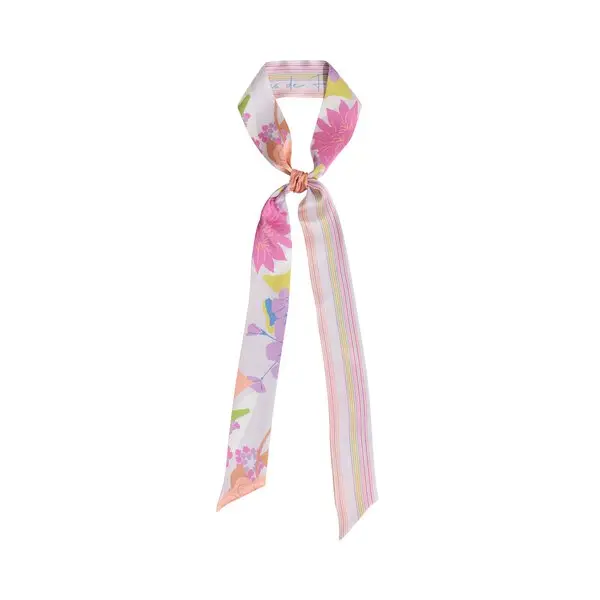 LOST PATTERN Frida X "frida's Garden" Silk Skinny Scarf - Pink