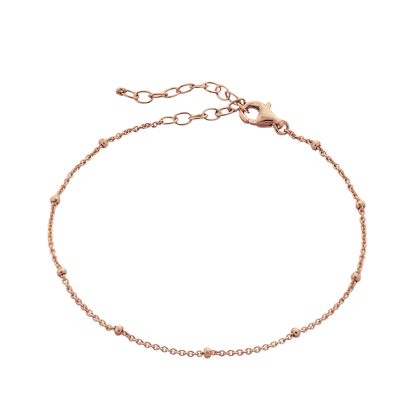 SPERO LONDON Bead Curb Chain Sterling Silver Adjustable Satellite Bracelet - Rose Gold