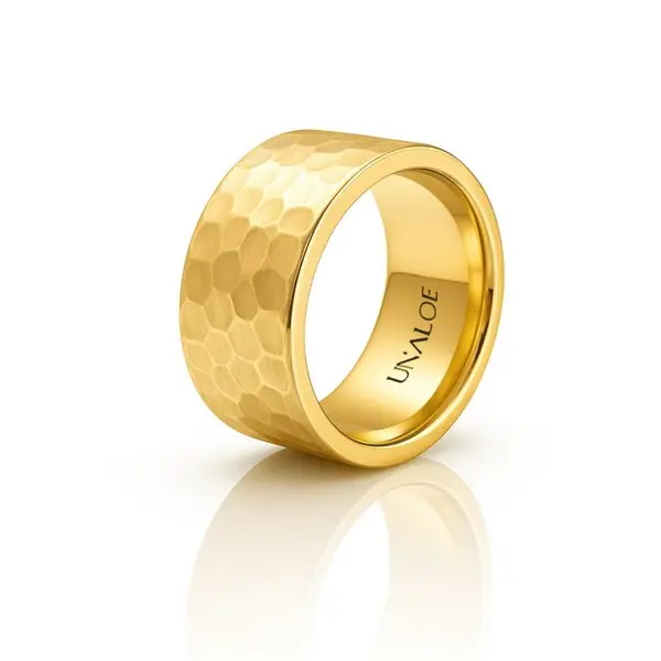 UNALOE Francesina Wide Band In Hammered Sterling Silver With Plating - Gold