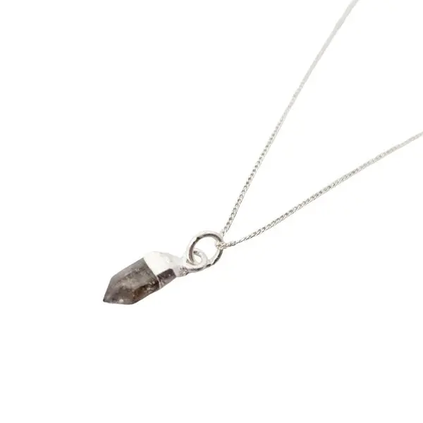 HARFI Raw Herkimer Diamond Sterling Silver Necklace - Grey/silver