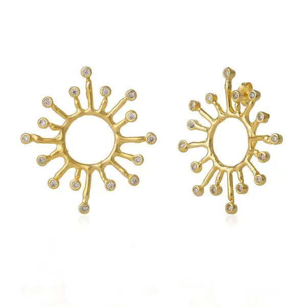 SPERO LONDON Sunburst Crown Earrings - Gold