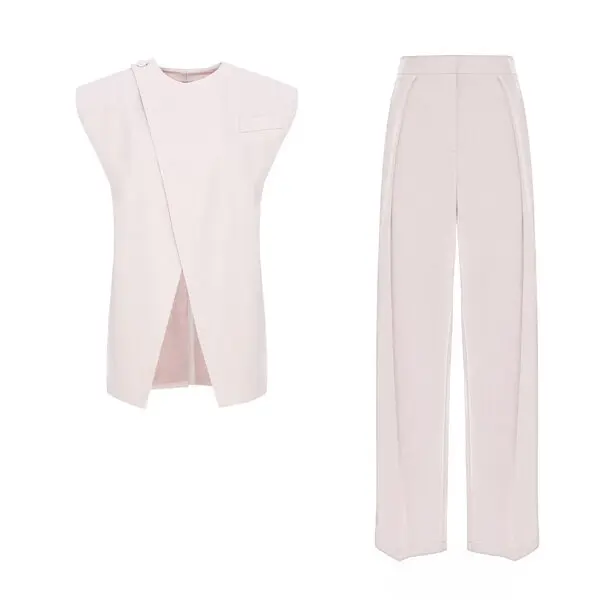 BLUZAT Set With Vest And Pleated Trousers