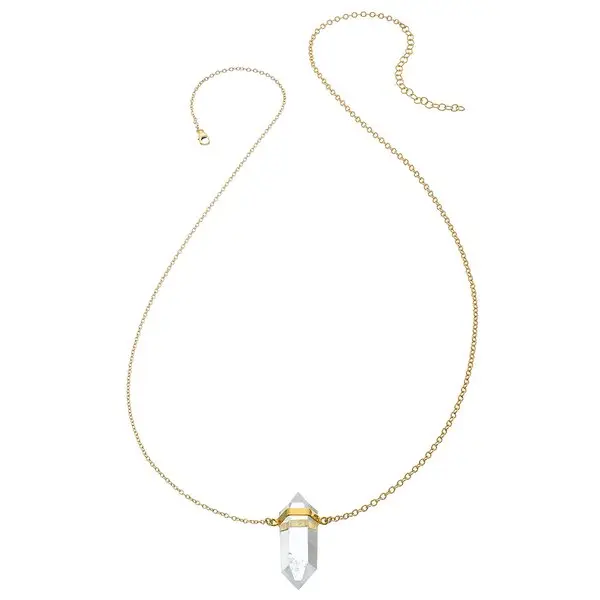 HEATHER HAWKINS Crystal Quartz Point Pendant Necklace - Yellow