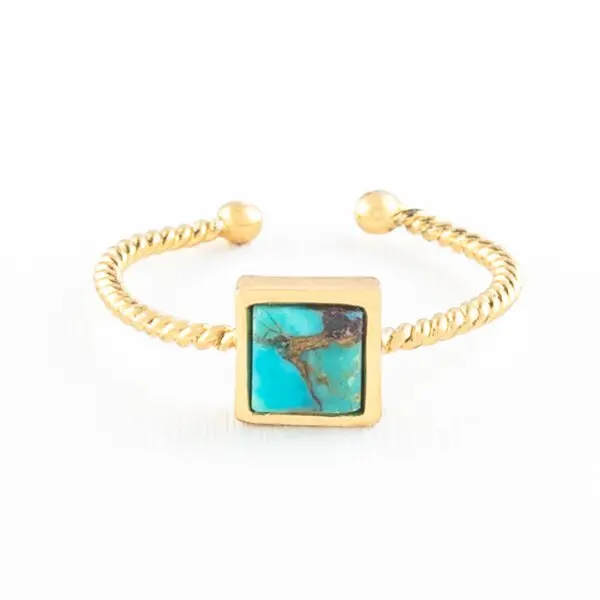 STARFISH PROJECT Jayne Turquoise Square Ring - Gold/blue