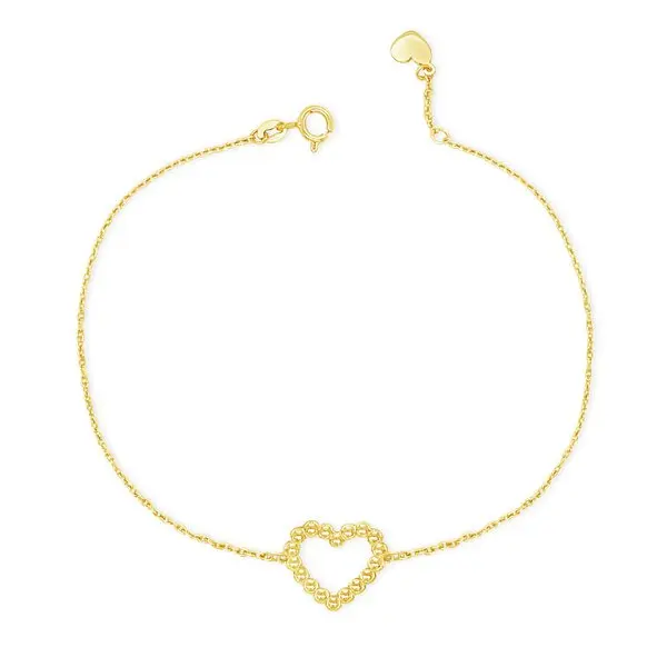SOLIO JEWELLERY 18k Gold Heart Popcorn Bracelet - Gold/yellow