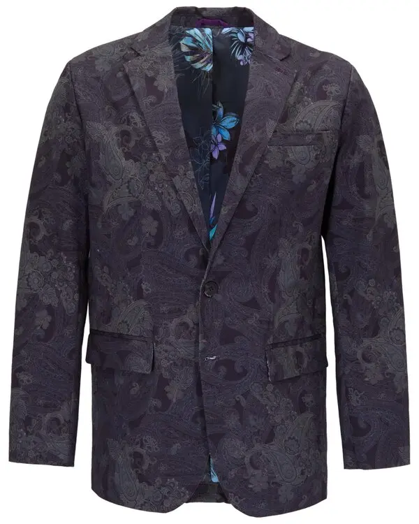 LORDS OF HARLECH Hadrian Paisley Explosion Tailored Blazer - Black