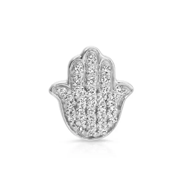 Maya Brenner Designs Pavé Diamond Hamsa Charm Stud Earring In 14k Gold - White