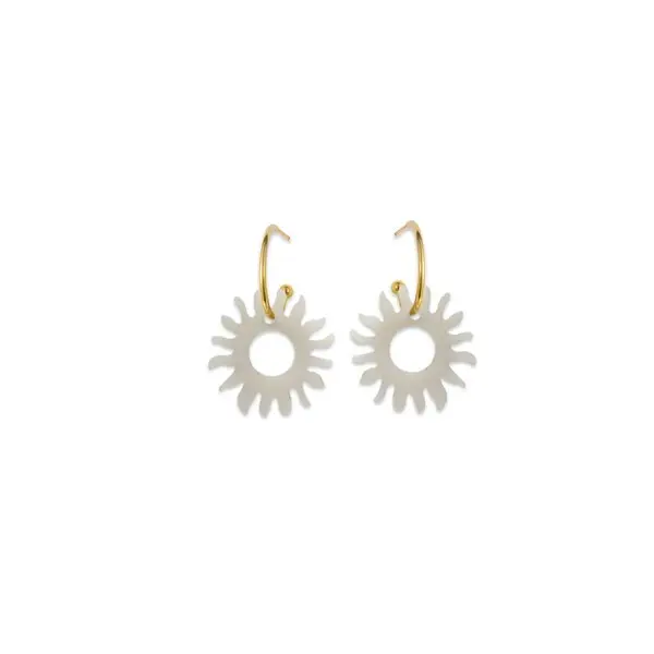 TOOLALLY Sun Hoop Dangle Earrings - White