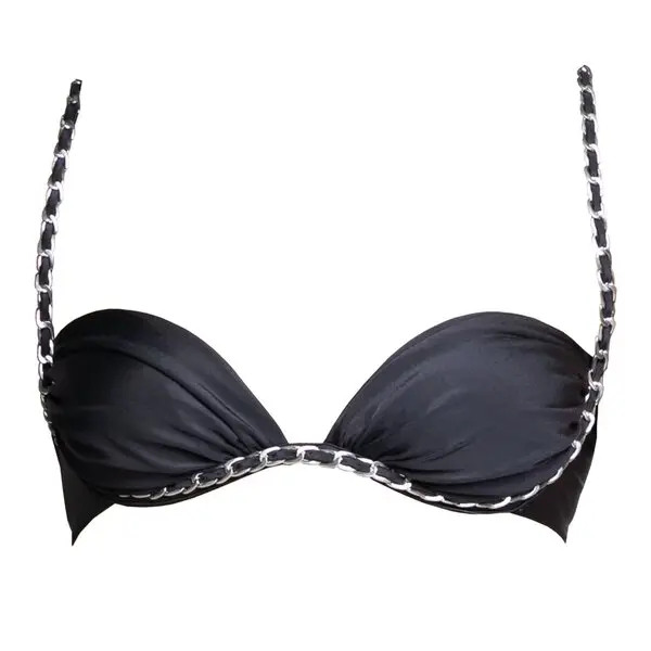 SOLARA Christina Ruched Chain Top - Black/silver