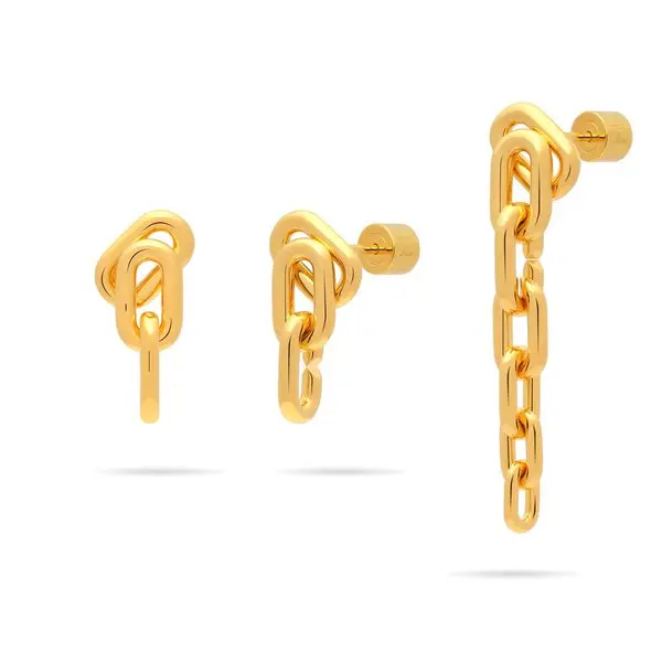 MEULIEN Convertible Link Chain Dangle Earrings - Gold