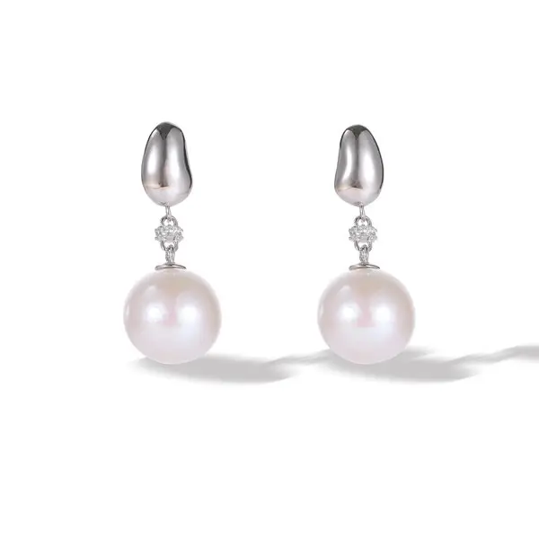 CLASSICHARMS Doris Sterling Freshwater Pearl Drop Earrings - Silver