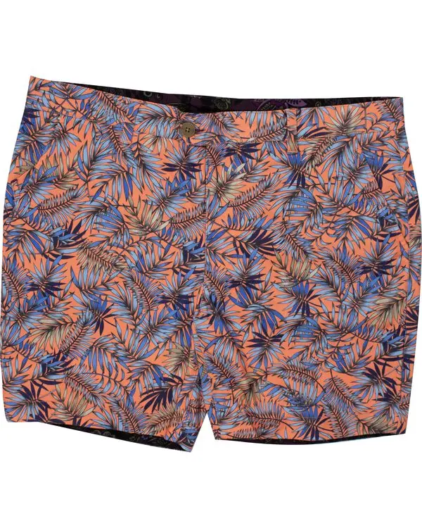LORDS OF HARLECH Printed Flat Front Shorts - Orange/blue