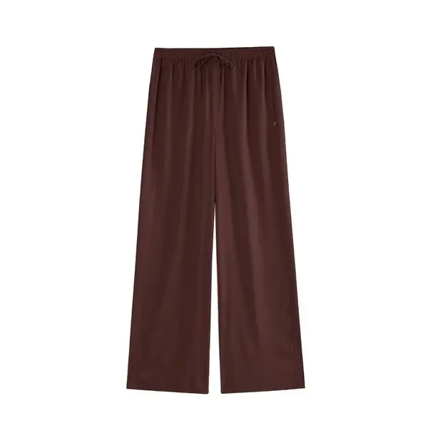 SUPESU Wide Leg Satin Pants - Brown