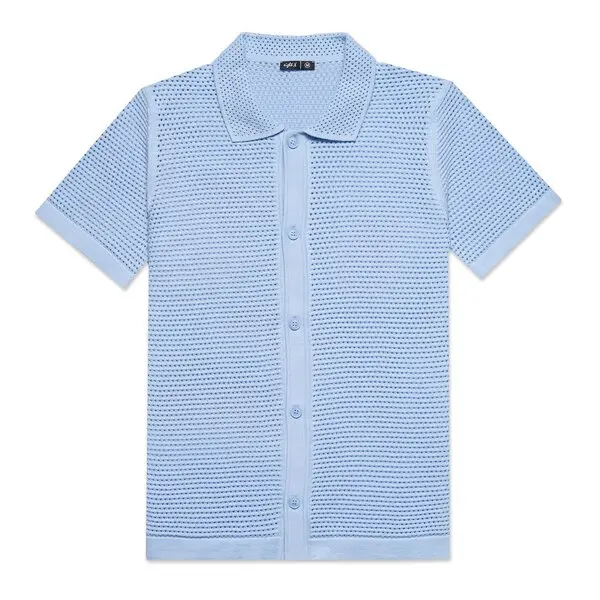 EIGHT X The Docker Knit Button Up Short Sleeve Shirt Light